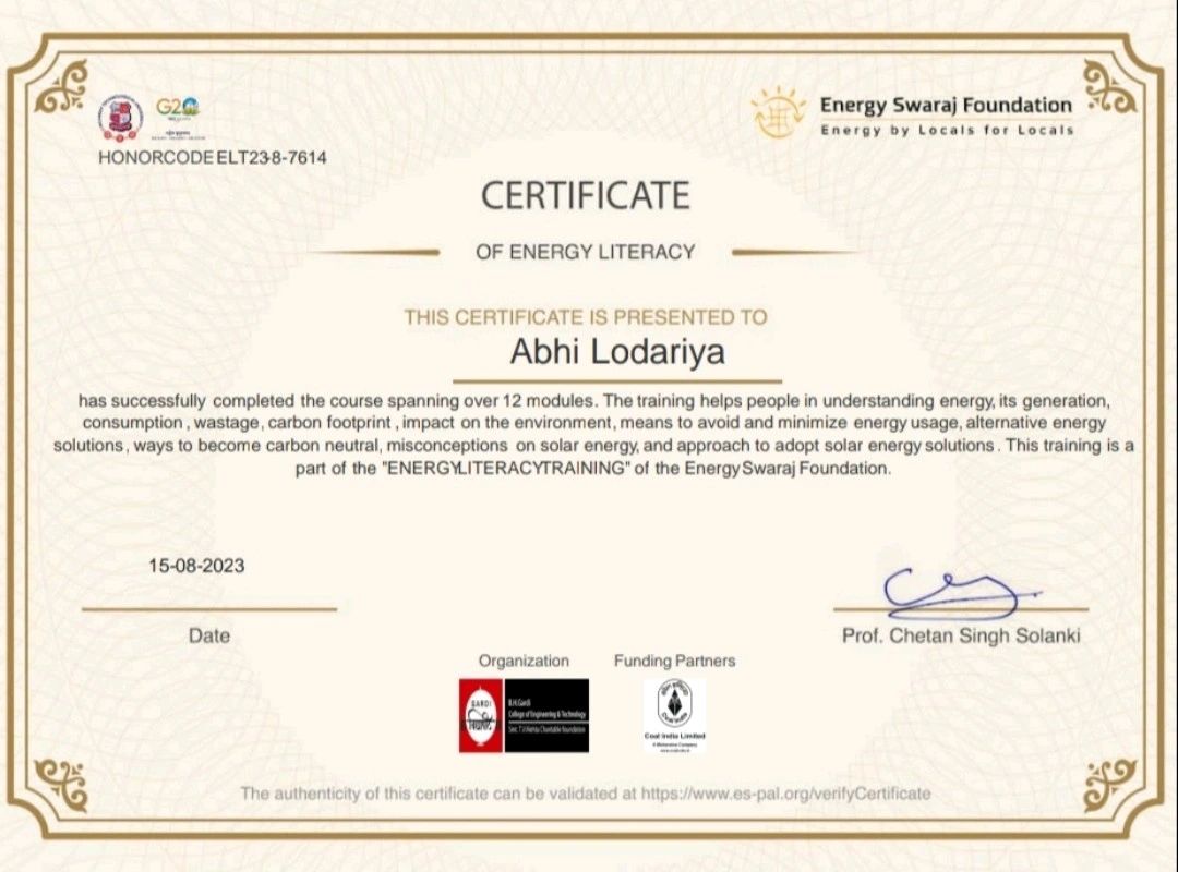 Abhi Lodariya on LinkedIn: #energyswarajfoundation #g20 #solarenergy # ... Abhi Lodariya on LinkedIn: #energyswarajfoundation #g20 #solarenergy # ...