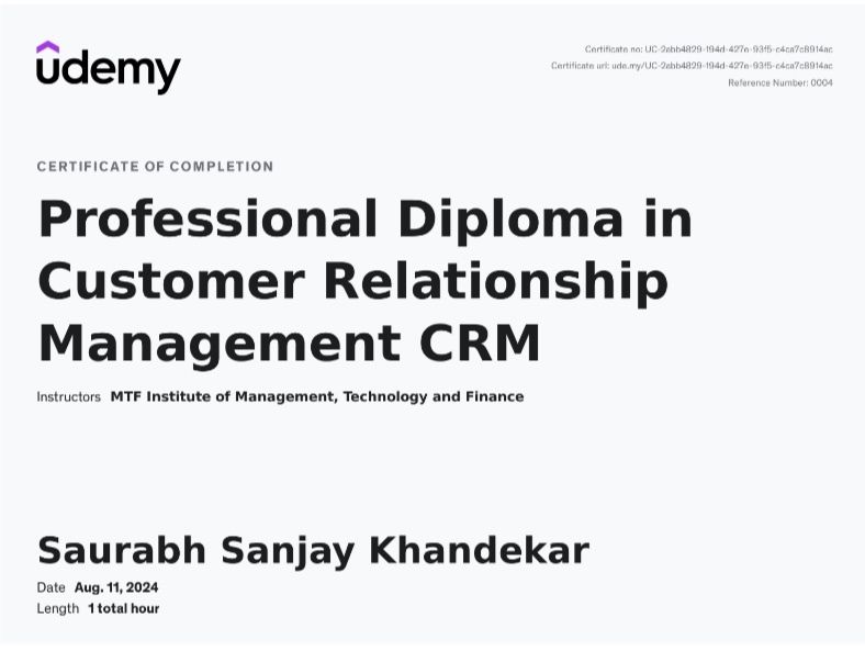 Saurabh Khandekar on LinkedIn: #crm #certification #udemy # ... Saurabh Khandekar on LinkedIn: #crm #certification #udemy # ...