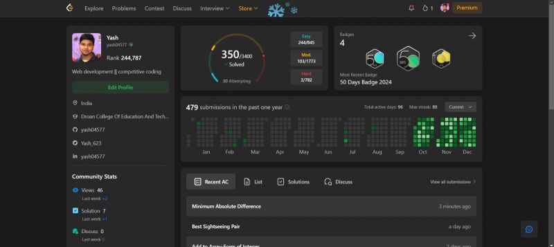 Yash Kumar on LinkedIn: #milestone #leetcode #100daysofcode #dsa # ... Yash Kumar on LinkedIn: #milestone #leetcode #100daysofcode #dsa # ...