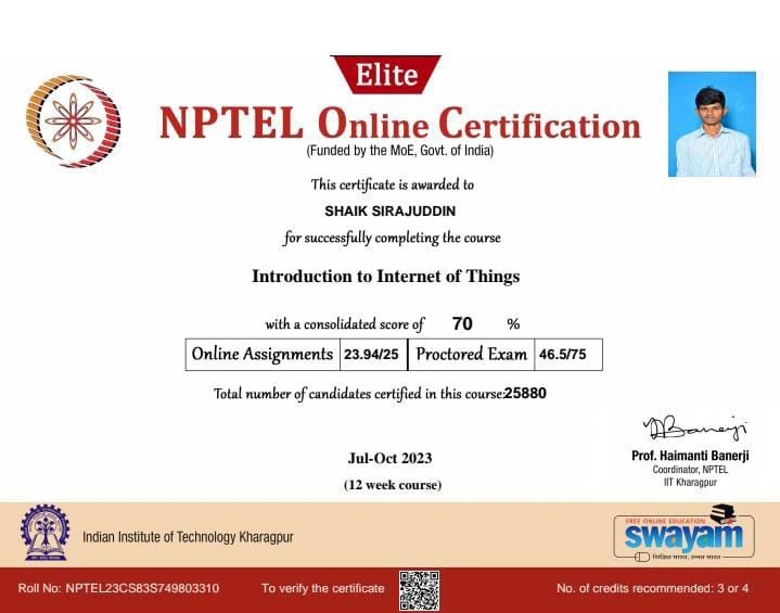 Siraj Shaik on LinkedIn: #iiot #nptel #swayam Siraj Shaik on LinkedIn: #iiot #nptel #swayam