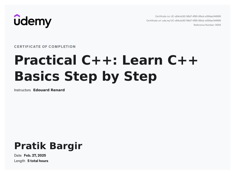 #cplusplus #programming #udemy #learning | Pratik Bargir #cplusplus #programming #udemy #learning | Pratik Bargir