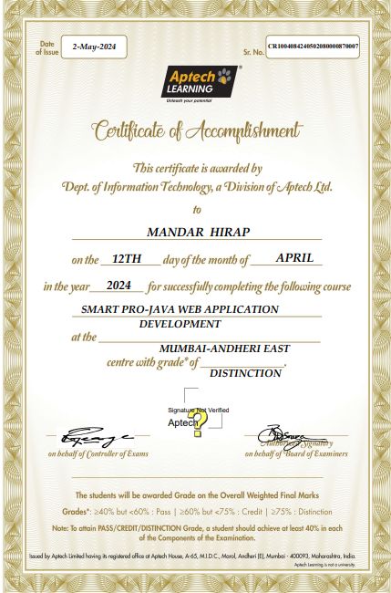 Mandar Hirap on LinkedIn: I am thrilled to share that I have completed ... Mandar Hirap on LinkedIn: I am thrilled to share that I have completed ...