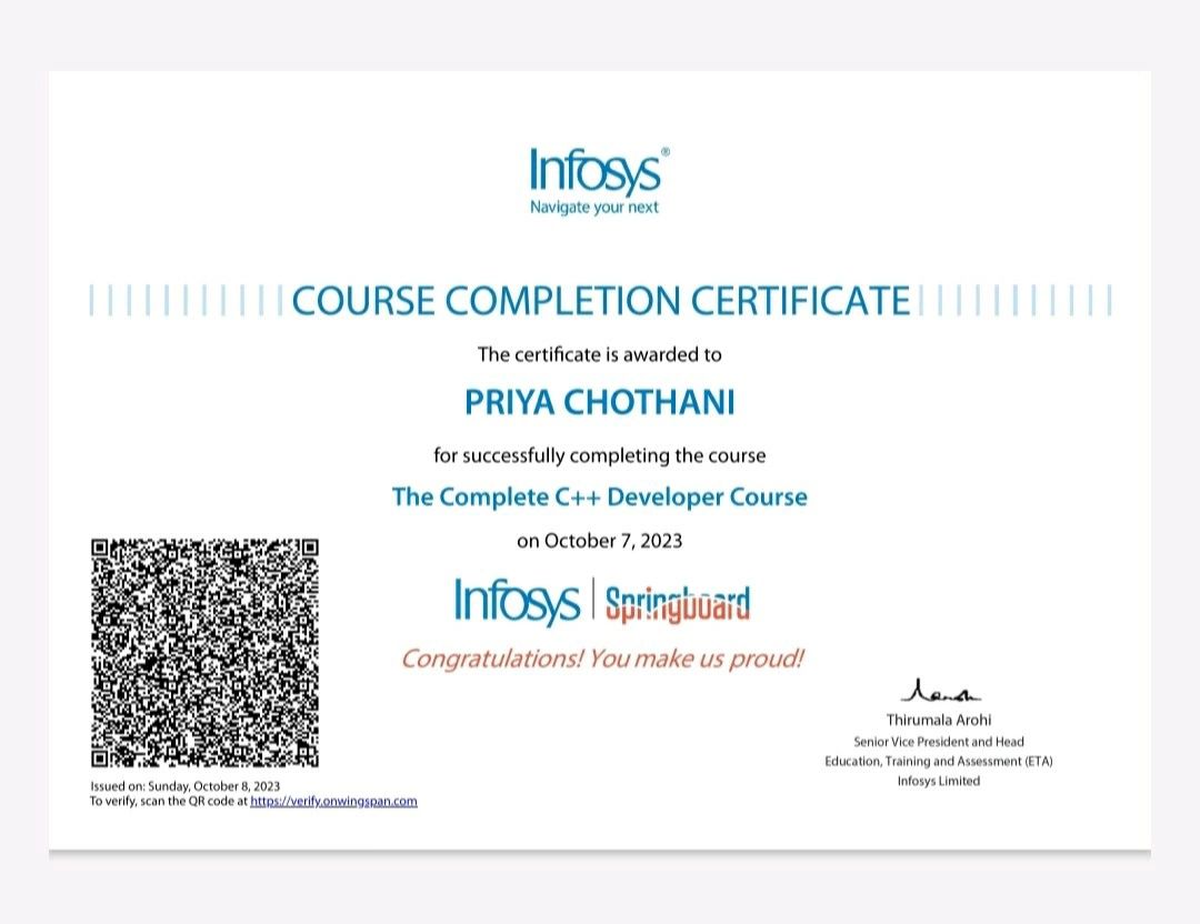 PRIYA CHOTHANI on LinkedIn: #cplusplus #coding #achievementunlocked # ... PRIYA CHOTHANI on LinkedIn: #cplusplus #coding #achievementunlocked # ...