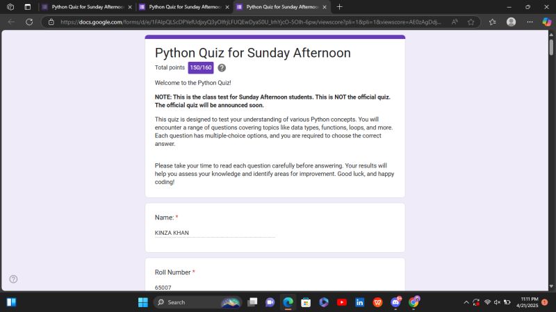 #python #coding #learning #tech #programming #sundayquiz | Kinza Khan #python #coding #learning #tech #programming #sundayquiz | Kinza Khan