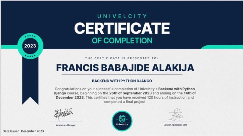 Francis Alakija on LinkedIn: #djangodeveloper #backenddeveloper # ... Francis Alakija on LinkedIn: #djangodeveloper #backenddeveloper # ...