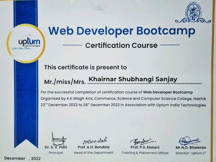 Shubhangi Khairnar on LinkedIn: #webdevlopment #bootcamp Shubhangi Khairnar on LinkedIn: #webdevlopment #bootcamp