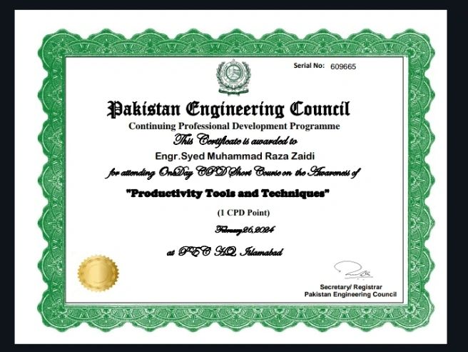 Syed Muhammad Raza Zaidi on LinkedIn: #pakistanengineeringcouncil Syed Muhammad Raza Zaidi on LinkedIn: #pakistanengineeringcouncil