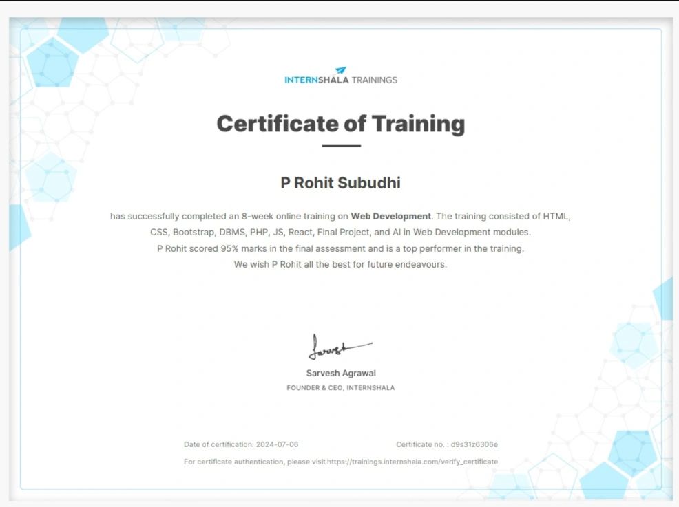 Grateful for earning Internshala Certificate | Rohit Kumar Subudhi ... Grateful for earning Internshala Certificate | Rohit Kumar Subudhi ...