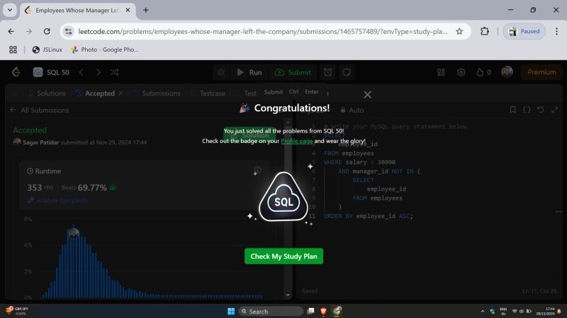 Sagar Patidar on LinkedIn: Acquired SQL 50 Badge on LeetCode. 💻 It has ... Sagar Patidar on LinkedIn: Acquired SQL 50 Badge on LeetCode. 💻 It has ...