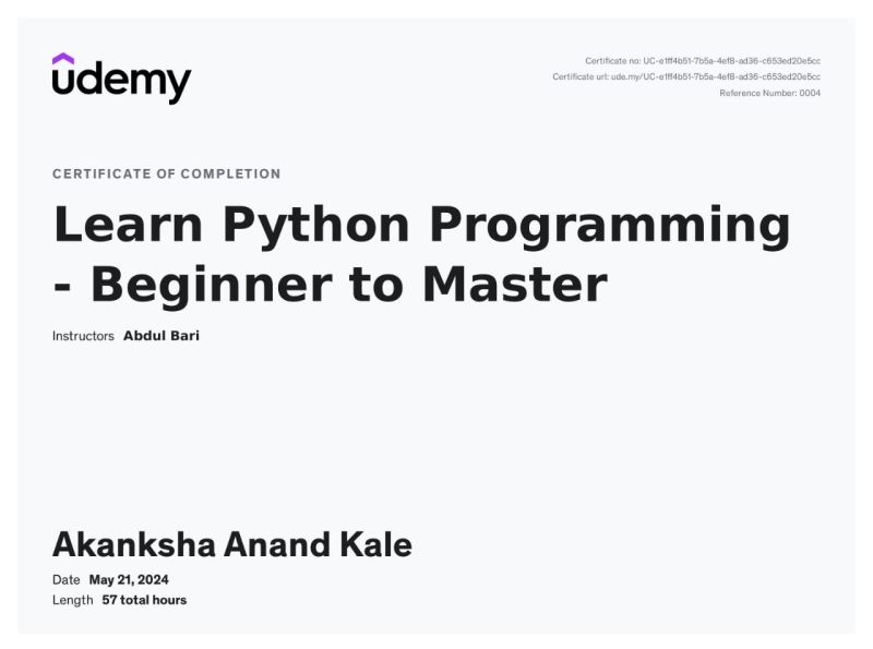 2. Python Programming (57 Hours) Platform: Udemy 🐍 Hey there! Happy to ... 2. Python Programming (57 Hours) Platform: Udemy 🐍 Hey there! Happy to ...