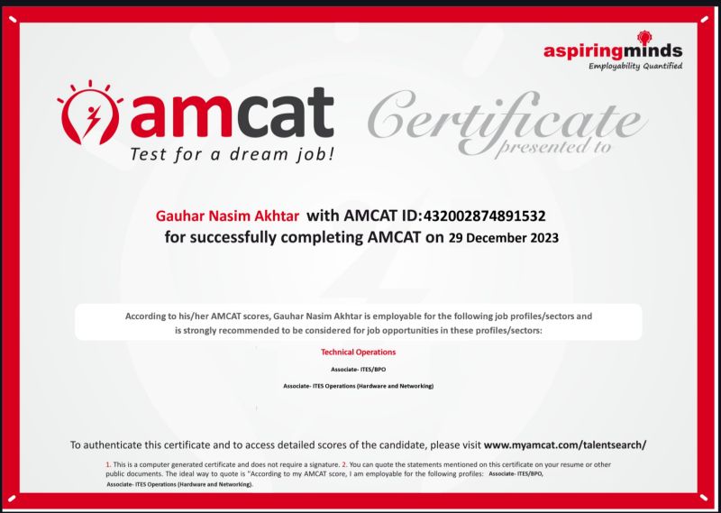 Gauhar Akhtar on LinkedIn: #amcatexam #aspiringminds #certificate # ... Gauhar Akhtar on LinkedIn: #amcatexam #aspiringminds #certificate # ...