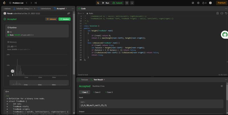 Day 47 of #100daysofcode challenge: Balanced binary tree | Ronak Nagda ... Day 47 of #100daysofcode challenge: Balanced binary tree | Ronak Nagda ...