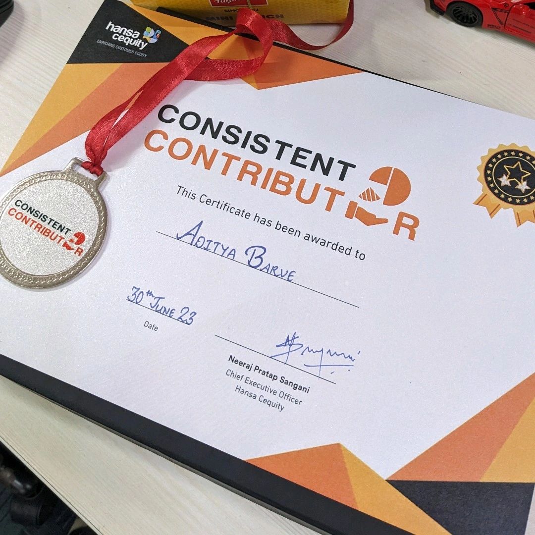 Aditya Barve on LinkedIn: #award #consistentcontributions Aditya Barve on LinkedIn: #award #consistentcontributions