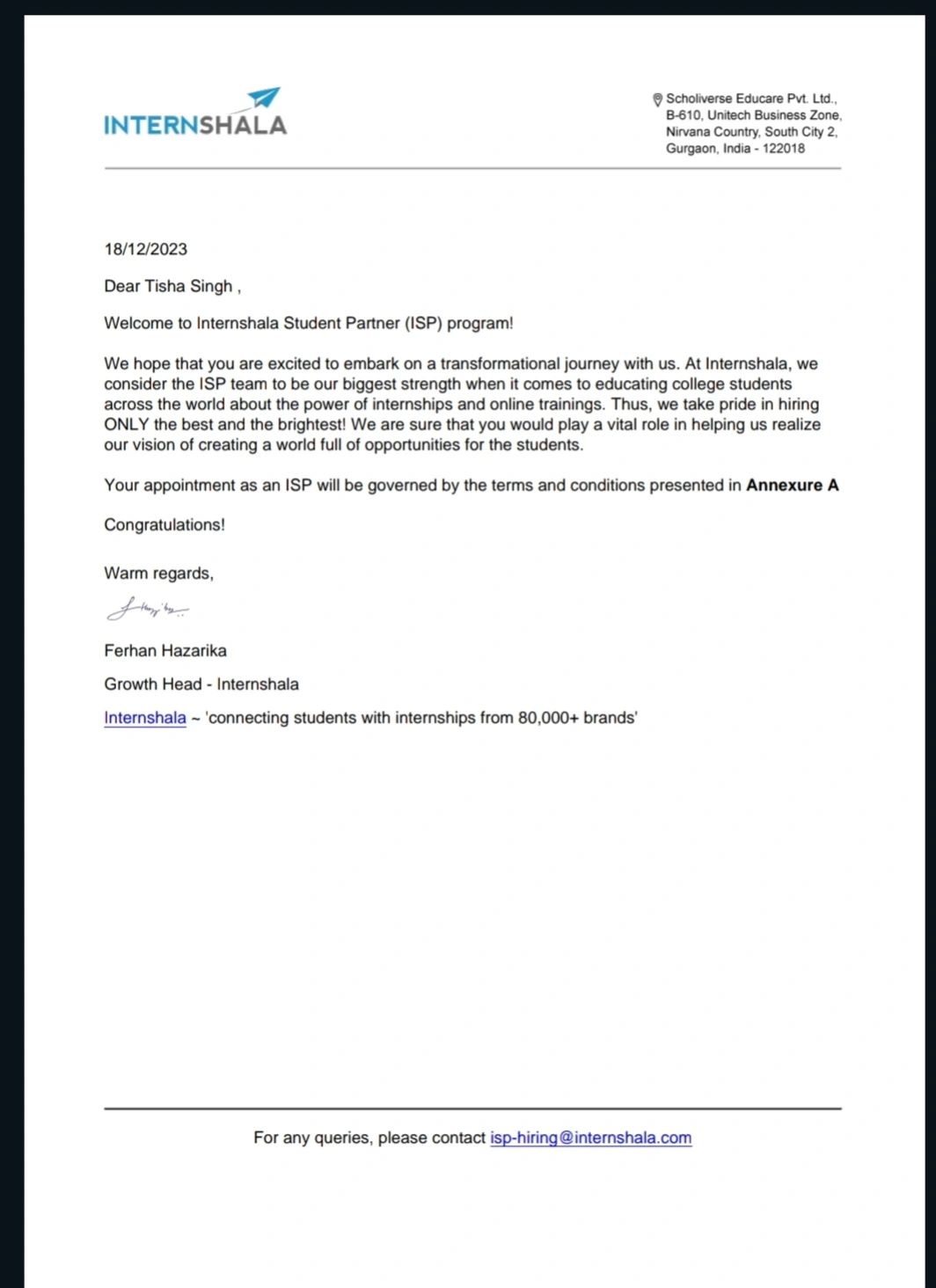 TISHA SINGH BAGHEL on LinkedIn: #internshala #internshalatrainings # ... TISHA SINGH BAGHEL on LinkedIn: #internshala #internshalatrainings # ...