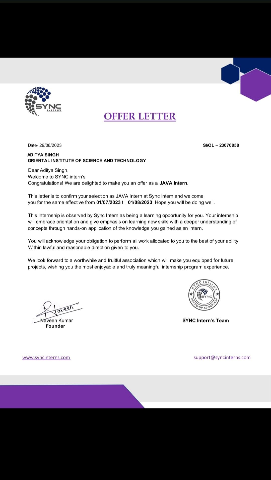 Aditya Pratap Singh Parihar on LinkedIn: #syncinterns #intern # ... Aditya Pratap Singh Parihar on LinkedIn: #syncinterns #intern # ...