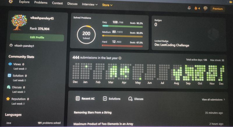 #leetcode #codingjourney #milestoneachievement #codechallenge… | vikash ... #leetcode #codingjourney #milestoneachievement #codechallenge… | vikash ...
