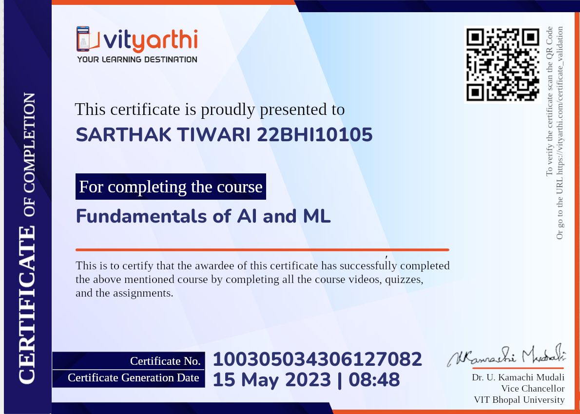 Sarthak Manoj Tiwari on LinkedIn: #ai #ml #vityarthi #lifelonglearning Sarthak Manoj Tiwari on LinkedIn: #ai #ml #vityarthi #lifelonglearning