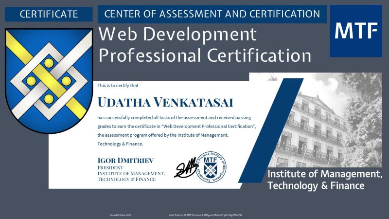 Udatha Venkatasai on LinkedIn: #webdevelopment #certifiedprofessional # ... Udatha Venkatasai on LinkedIn: #webdevelopment #certifiedprofessional # ...