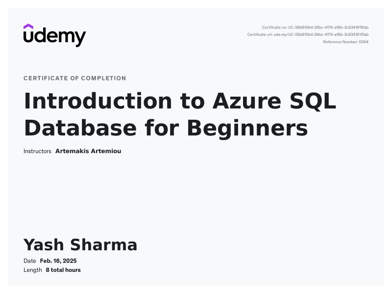 #azure #sqldatabase #cloudcomputing #microsoftazure #learning | Yash Sharma #azure #sqldatabase #cloudcomputing #microsoftazure #learning | Yash Sharma