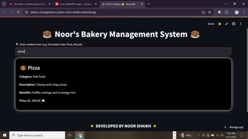 π Bakery Management System β By Noor Shaikh π©βπ» | Abdul Majeed Shaikh π Bakery Management System β By Noor Shaikh π©βπ» | Abdul Majeed Shaikh
