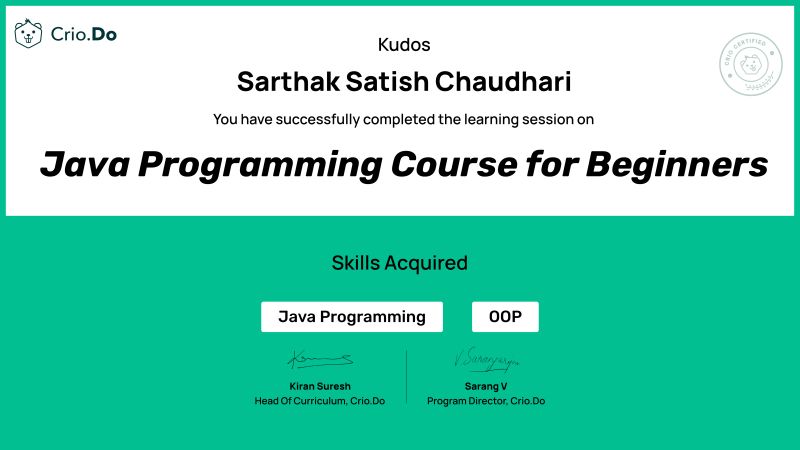 Sarthak Chaudhari on LinkedIn: #javaprogramming #learningjourney # ... Sarthak Chaudhari on LinkedIn: #javaprogramming #learningjourney # ...