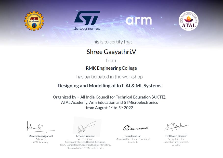 Shree Gaayathri V on LinkedIn: #atalworkshop #iot #ai #ml # ... Shree Gaayathri V on LinkedIn: #atalworkshop #iot #ai #ml # ...