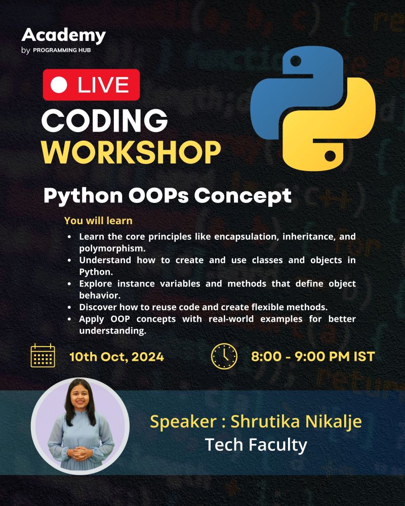 Programming Hub on LinkedIn: #pythonworkshop #oopsconcept #livecoding # ... Programming Hub on LinkedIn: #pythonworkshop #oopsconcept #livecoding # ...