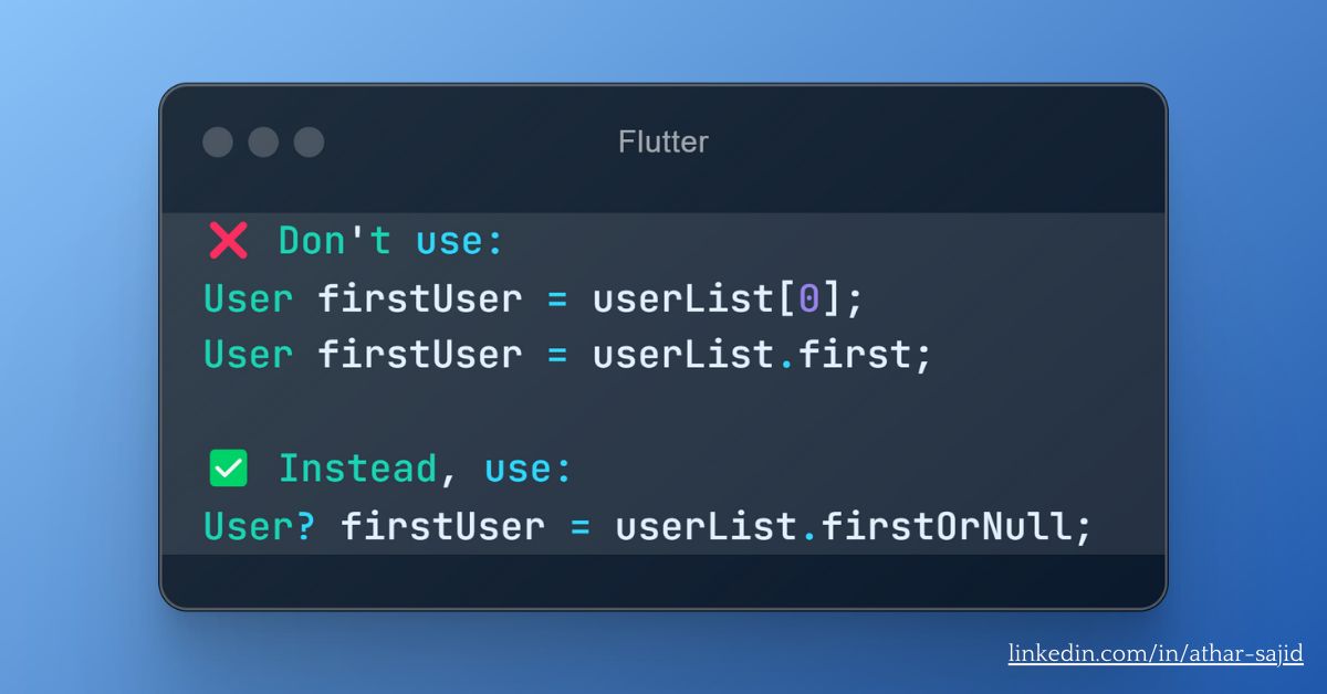 Athar Sajid on LinkedIn: #flutter #dart #programmingtips #codesafety # ... Athar Sajid on LinkedIn: #flutter #dart #programmingtips #codesafety # ...