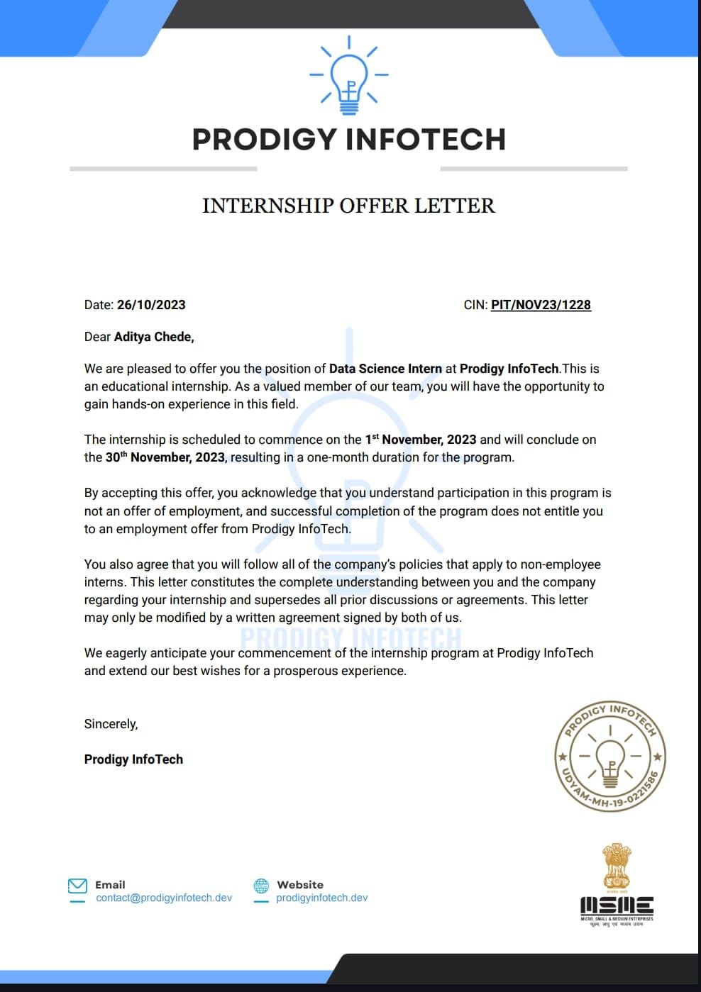 Aditya Chede on LinkedIn: #prodigyinfotech #datascience #internship Aditya Chede on LinkedIn: #prodigyinfotech #datascience #internship