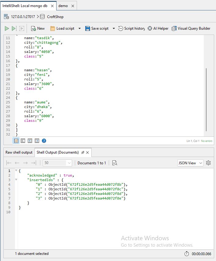 Md. Fawjul Azim on LinkedIn: MongoDB query writing(insert Many) Query:… Md. Fawjul Azim on LinkedIn: MongoDB query writing(insert Many) Query:…