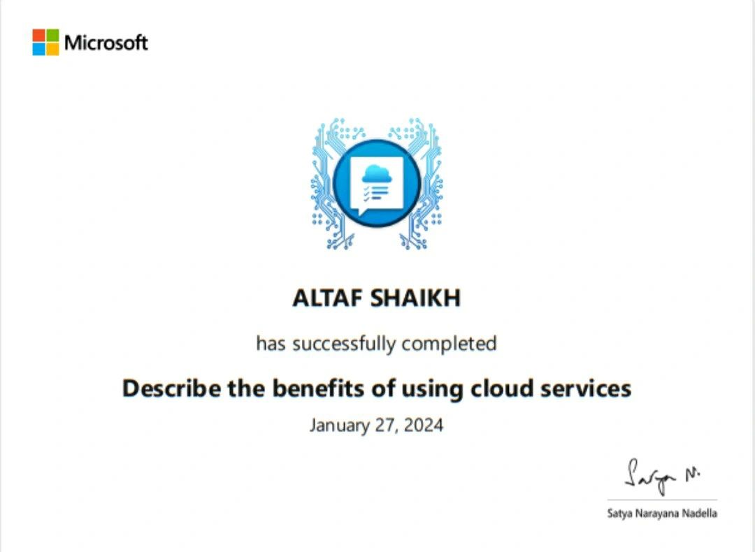 ALTAF SHAIKH on LinkedIn: #microsoft #certification #techjourney #learning ALTAF SHAIKH on LinkedIn: #microsoft #certification #techjourney #learning