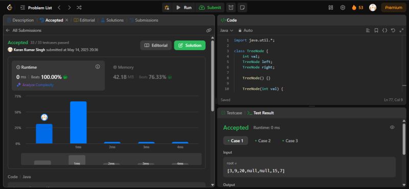 #100daysofcode #leetcode #binarytree #bfs #problemsolving | karan singh #100daysofcode #leetcode #binarytree #bfs #problemsolving | karan singh