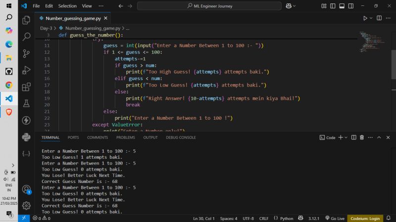 Guess the Number Game (Python) | DHRUV BAFNA Guess the Number Game (Python) | DHRUV BAFNA