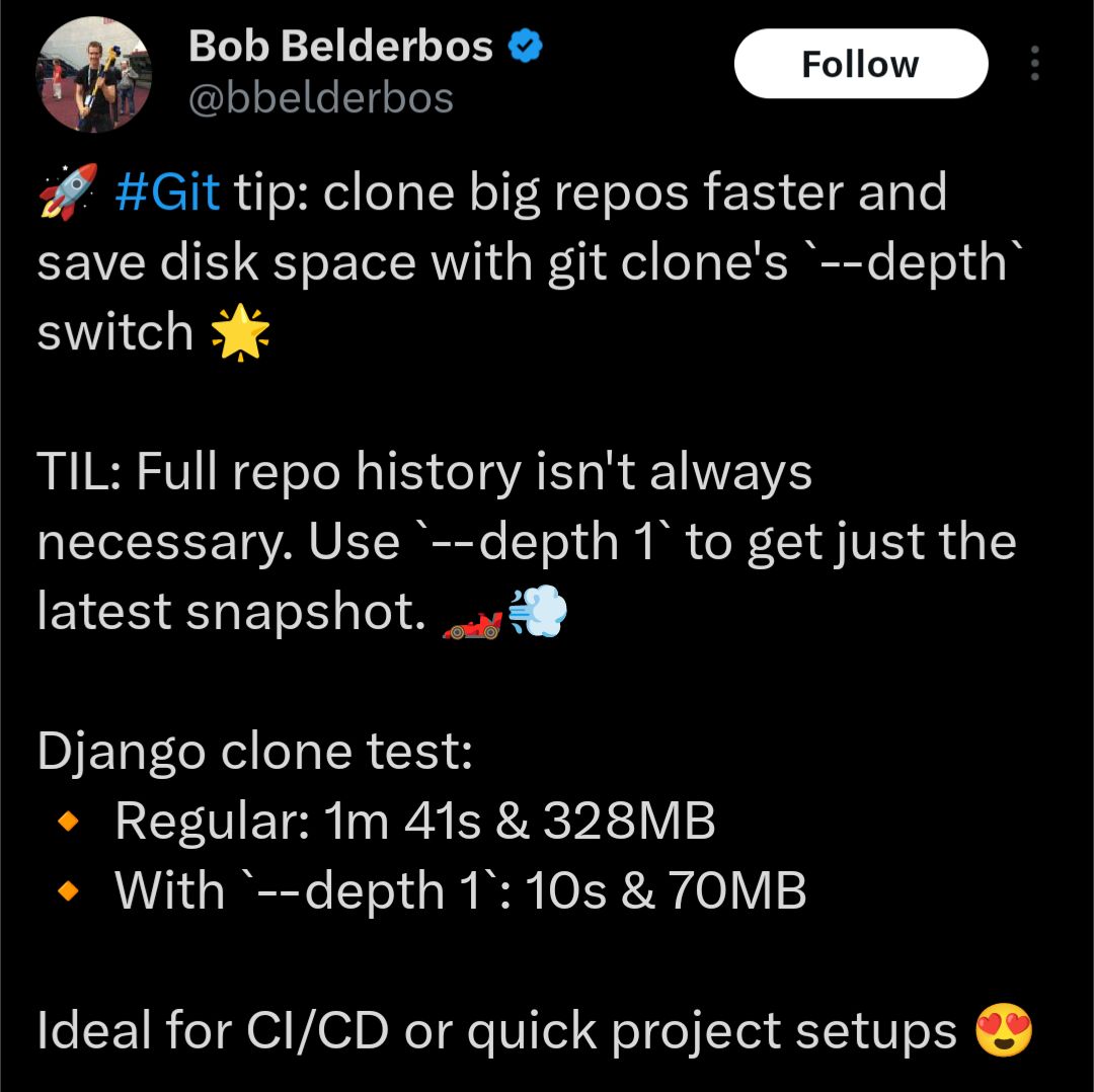 adding --depth1 while cloning git repo saves time and space | Bhadresh ... adding --depth1 while cloning git repo saves time and space | Bhadresh ...