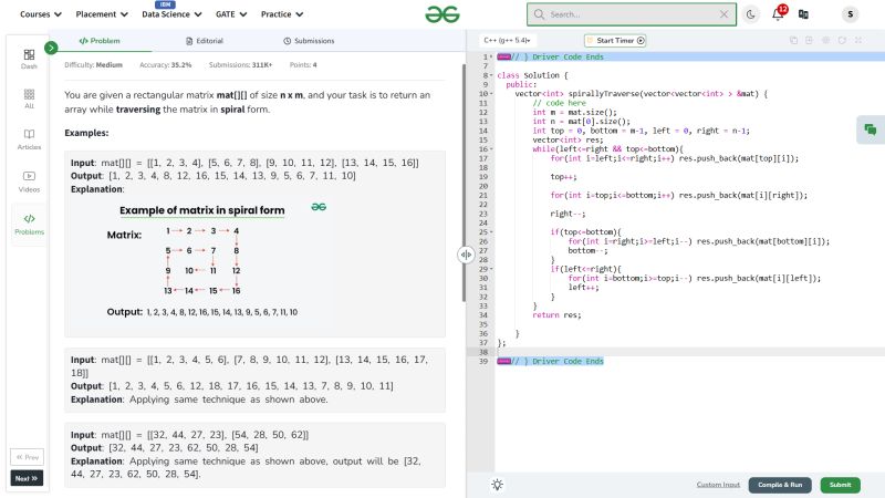 #dsa #gfg160 #geekstreak2025 #160daysofcode #matrixtraversal # ... #dsa #gfg160 #geekstreak2025 #160daysofcode #matrixtraversal # ...
