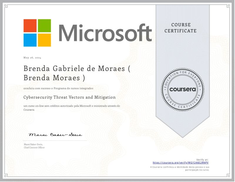Brenda Gabriele no LinkedIn: #cybersecurity #microsoft #coursera # ... Brenda Gabriele no LinkedIn: #cybersecurity #microsoft #coursera # ...