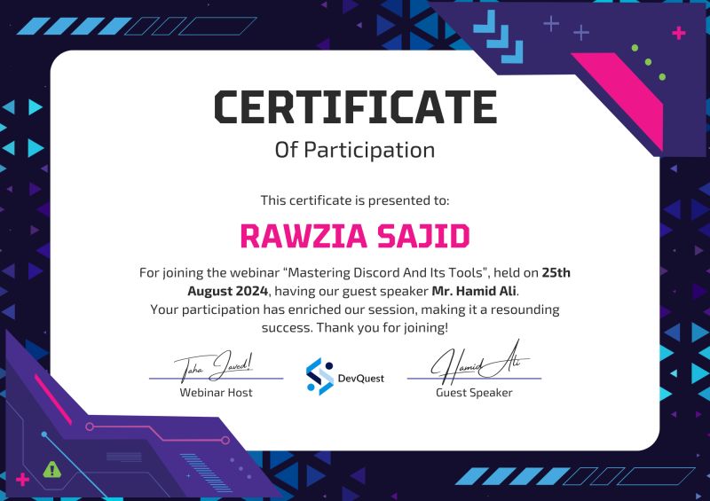 Rawzia Sajid on LinkedIn: #webinar #learning #discord #tools #devquest ... Rawzia Sajid on LinkedIn: #webinar #learning #discord #tools #devquest ...