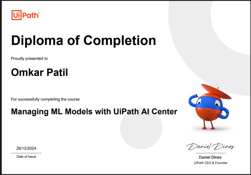 Omkar Patil on LinkedIn: #newlearning #uipath #ai #aicentre #2k24 #ml Omkar Patil on LinkedIn: #newlearning #uipath #ai #aicentre #2k24 #ml