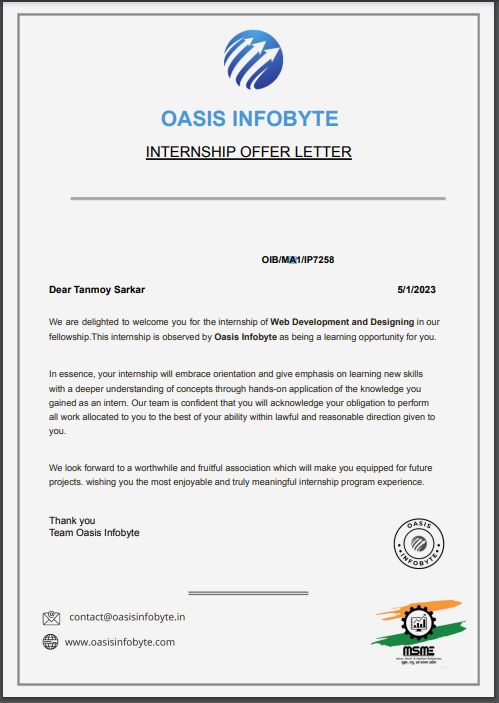 Tanmoy Sarkar on LinkedIn: #oasisinfobyte Tanmoy Sarkar on LinkedIn: #oasisinfobyte
