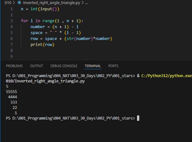 #30daysofpython #python #codenewbie #patternprinting | Saish Kolhapure #30daysofpython #python #codenewbie #patternprinting | Saish Kolhapure