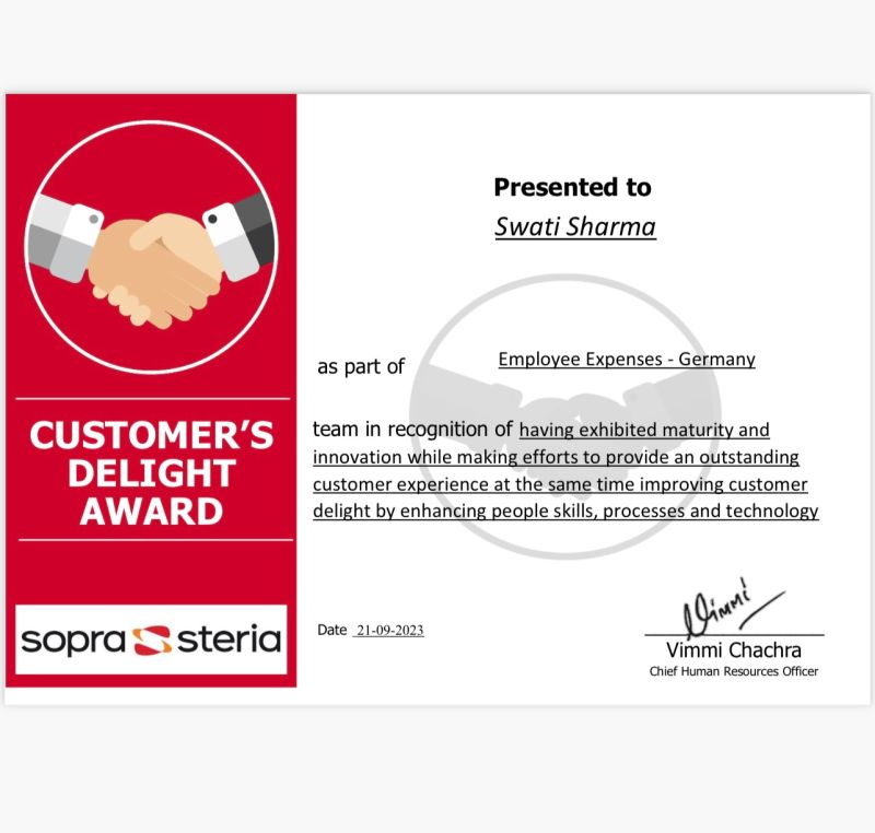 Swati Sharma on LinkedIn: #recognition #soprasteria Swati Sharma on LinkedIn: #recognition #soprasteria