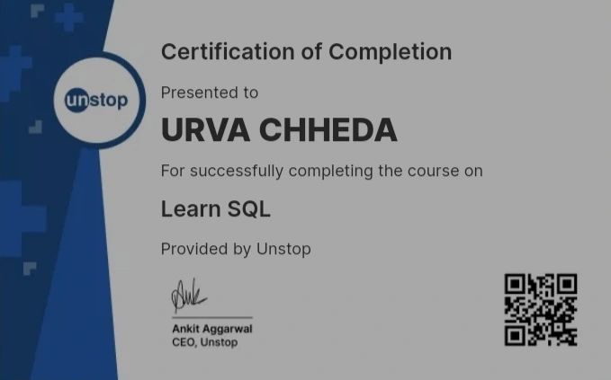 Urva Chheda on LinkedIn: #sql #unstop #dataanalysis #datascience # ... Urva Chheda on LinkedIn: #sql #unstop #dataanalysis #datascience # ...