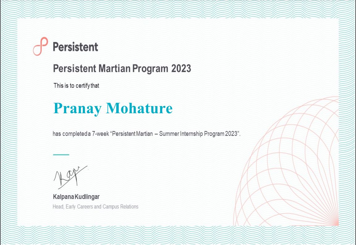 Pranay Mohature on LinkedIn: #persistentsystems # ... Pranay Mohature on LinkedIn: #persistentsystems # ...