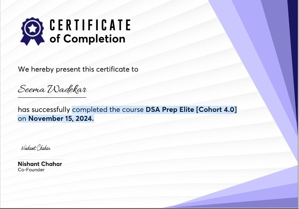 Seema Wadekar on LinkedIn: #dsa #coding #algorithms #problemsolving # ... Seema Wadekar on LinkedIn: #dsa #coding #algorithms #problemsolving # ...