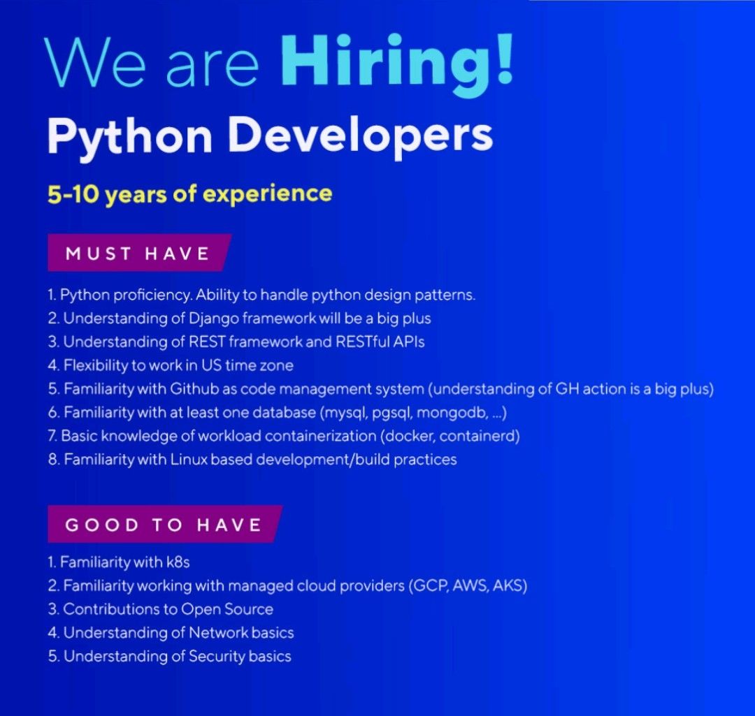 Mohit Sharma on LinkedIn: #jobhiring #pythondeveloper Mohit Sharma on LinkedIn: #jobhiring #pythondeveloper