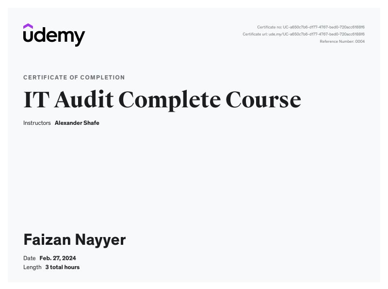 Faizan Nayyer on LinkedIn: #itaudit #certification #auditskills # ... Faizan Nayyer on LinkedIn: #itaudit #certification #auditskills # ...