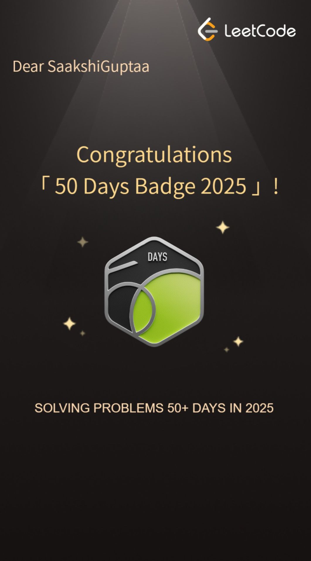 50 days of LeetCode and counting! | Sakshi Gupta 50 days of LeetCode and counting! | Sakshi Gupta