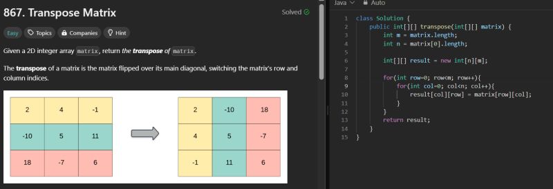 #codewithme #day60 #java #dsa #arrays #matrix #transpose # ... #codewithme #day60 #java #dsa #arrays #matrix #transpose # ...