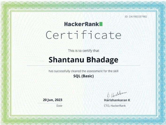 Shantanu Bhadage on LinkedIn: #hackerrank #sql #linkedin Shantanu Bhadage on LinkedIn: #hackerrank #sql #linkedin