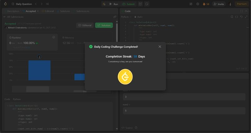 #100daysofcoding #leetcode #100daysofcode #day58 #bitmanipulation ... #100daysofcoding #leetcode #100daysofcode #day58 #bitmanipulation ...